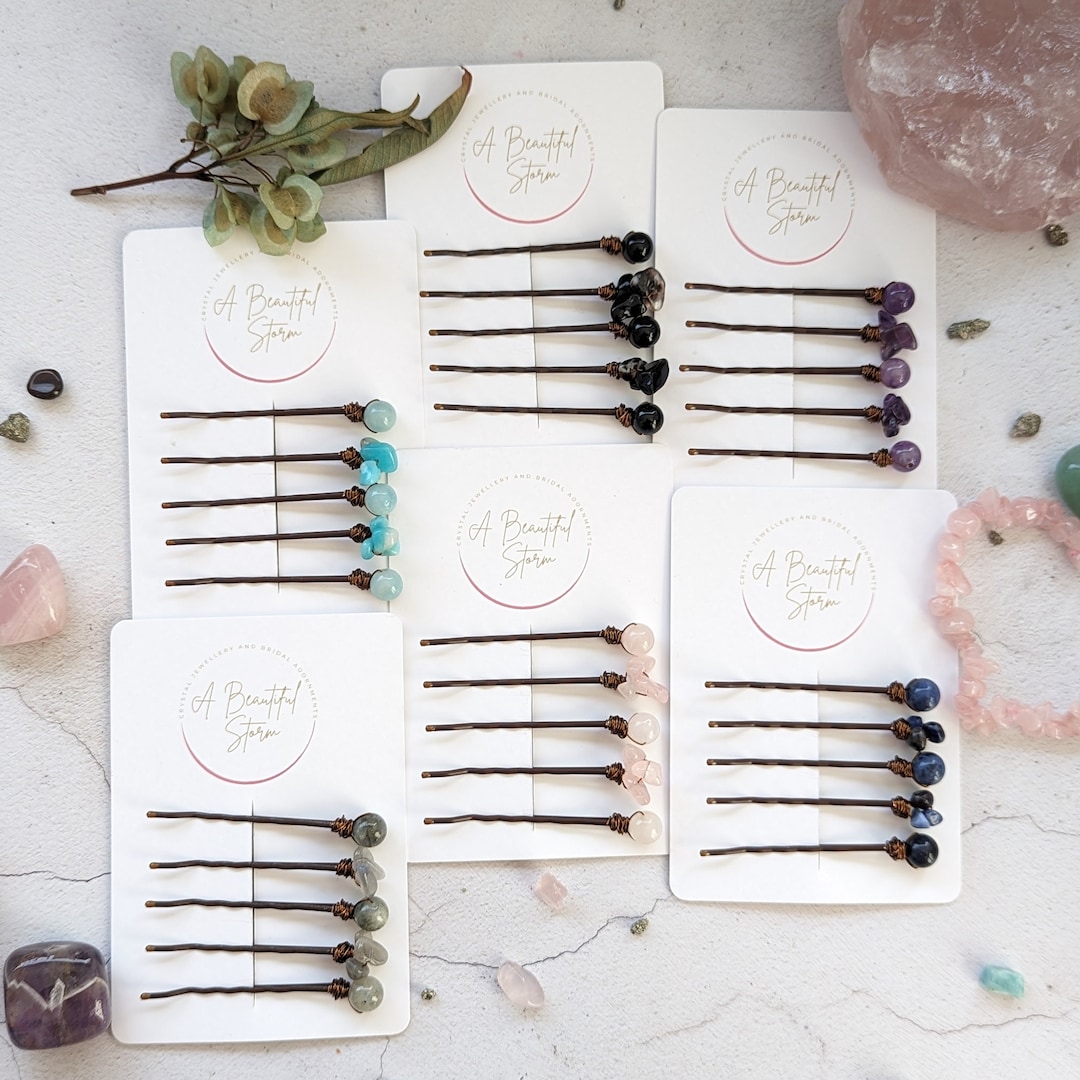 Choose Your Gemstone Bobby Pin Set | Handmade Crystal Hair Accessories ...