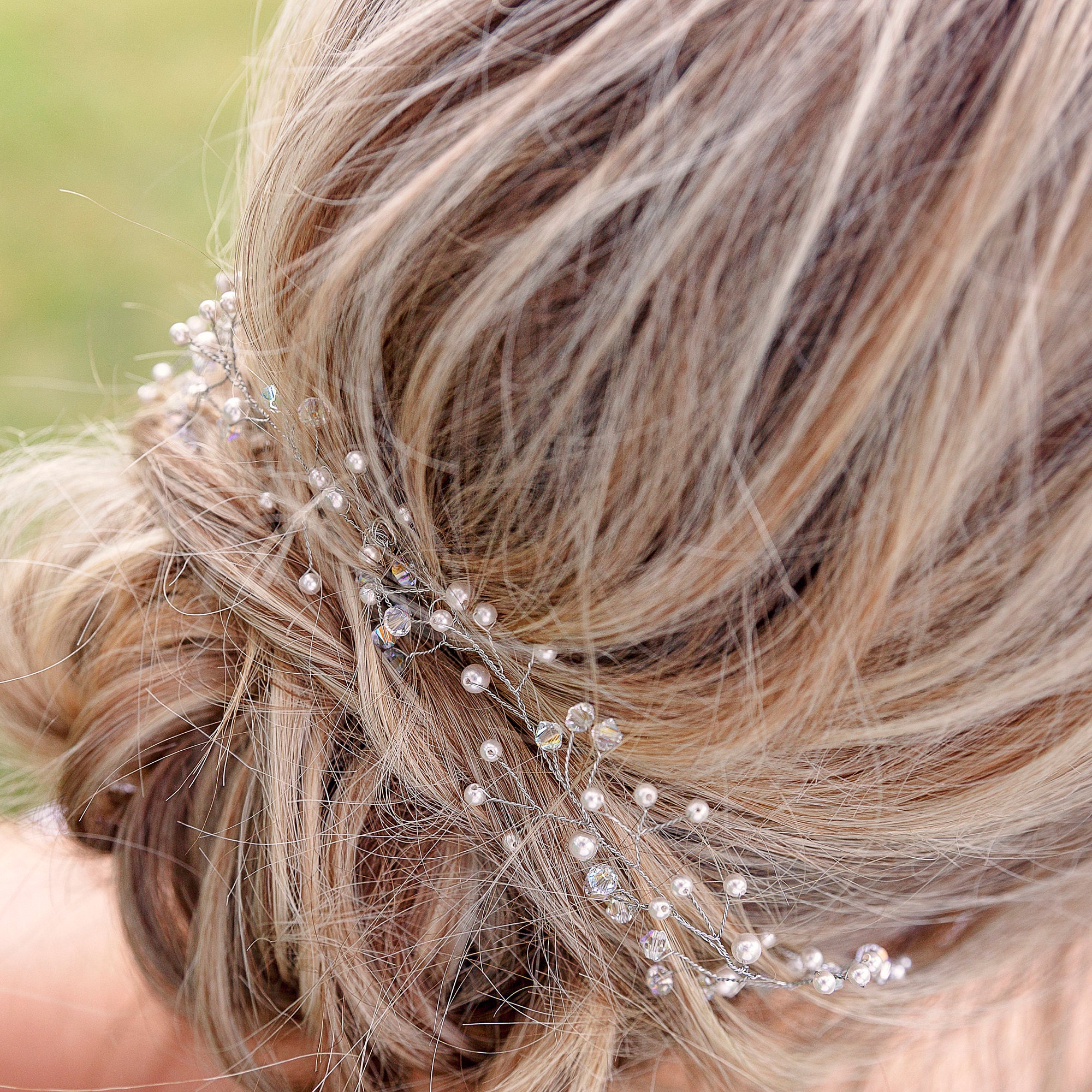 Delicate Pearl Hair Vine Handmade Bridal Hair Vine Wedding Etsy Uk