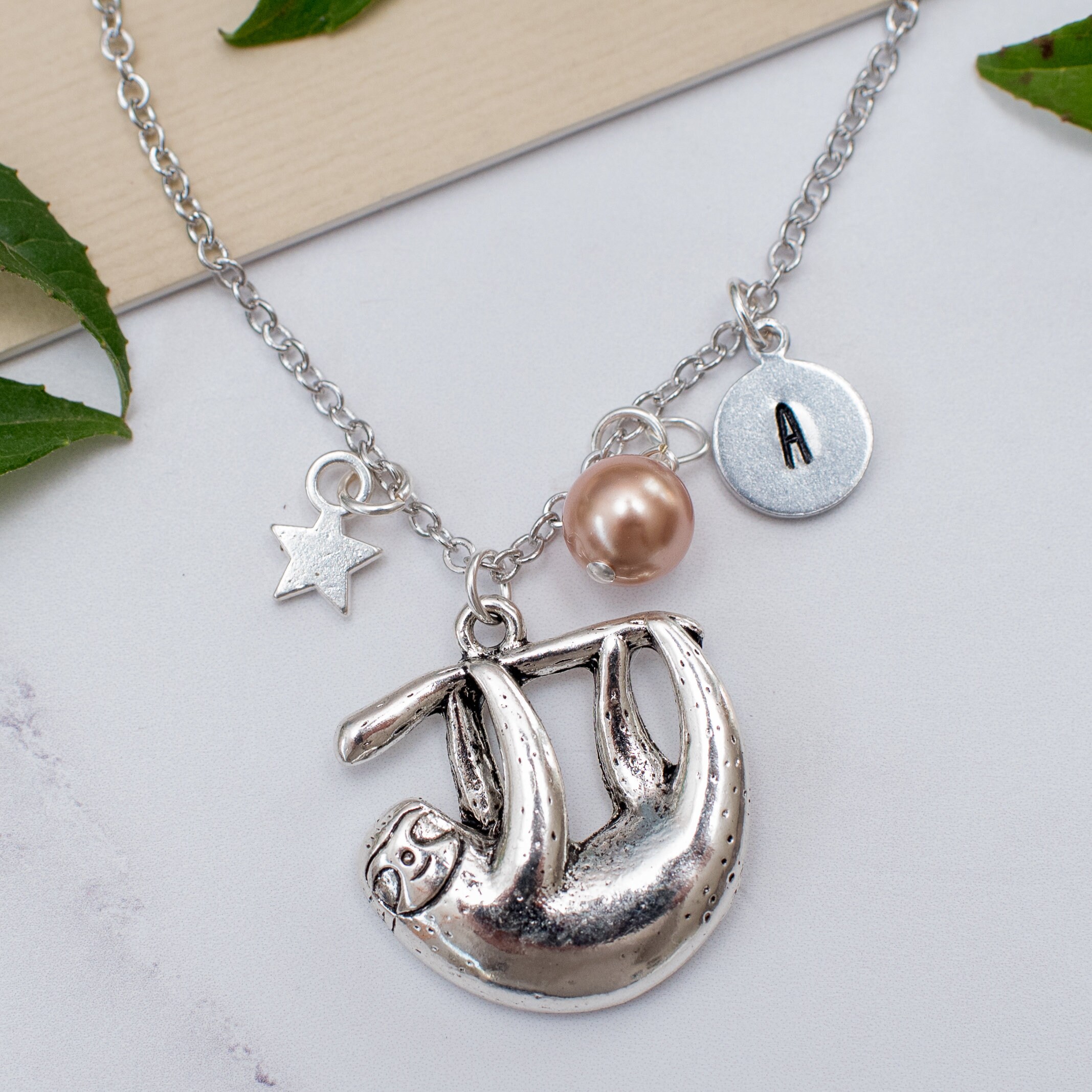 Personalised Sloth Charm Necklace Gift for Sloth Lovers - Etsy UK