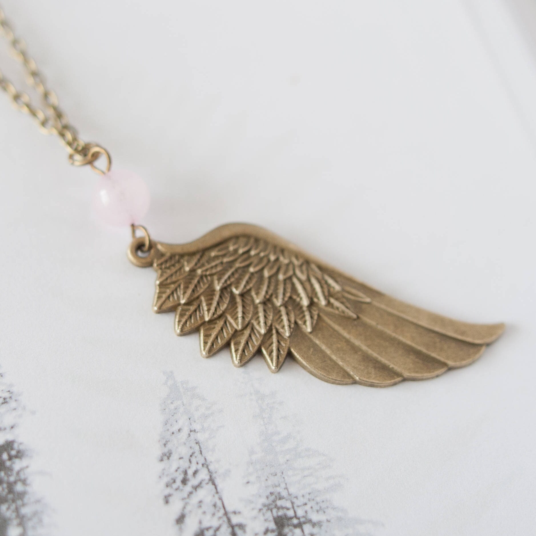 Wing Necklace Wing Pendant Long Wing Necklace Bronze Wing - Etsy UK