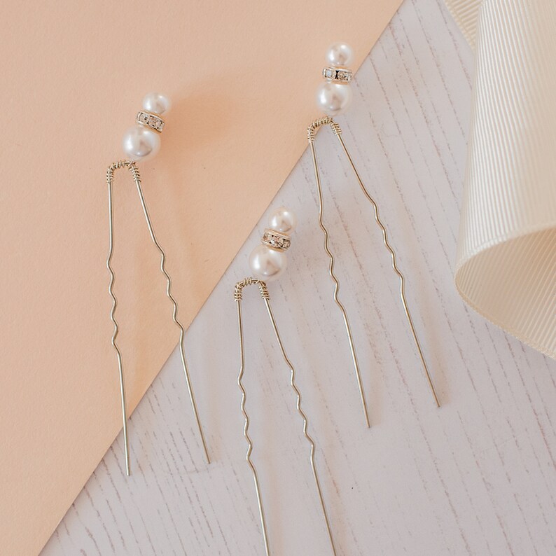 Pearl Wedding Pins, Pearl and Crystal Bridal Pins, Rhinestone Hair Pins ...