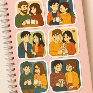 Romantic Couple Sticker Set – Cozy Anime Style Transparent PNG (high ...