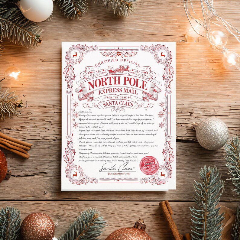Letter From Santa Template – Christmas Morning, Nice/naughty List ...