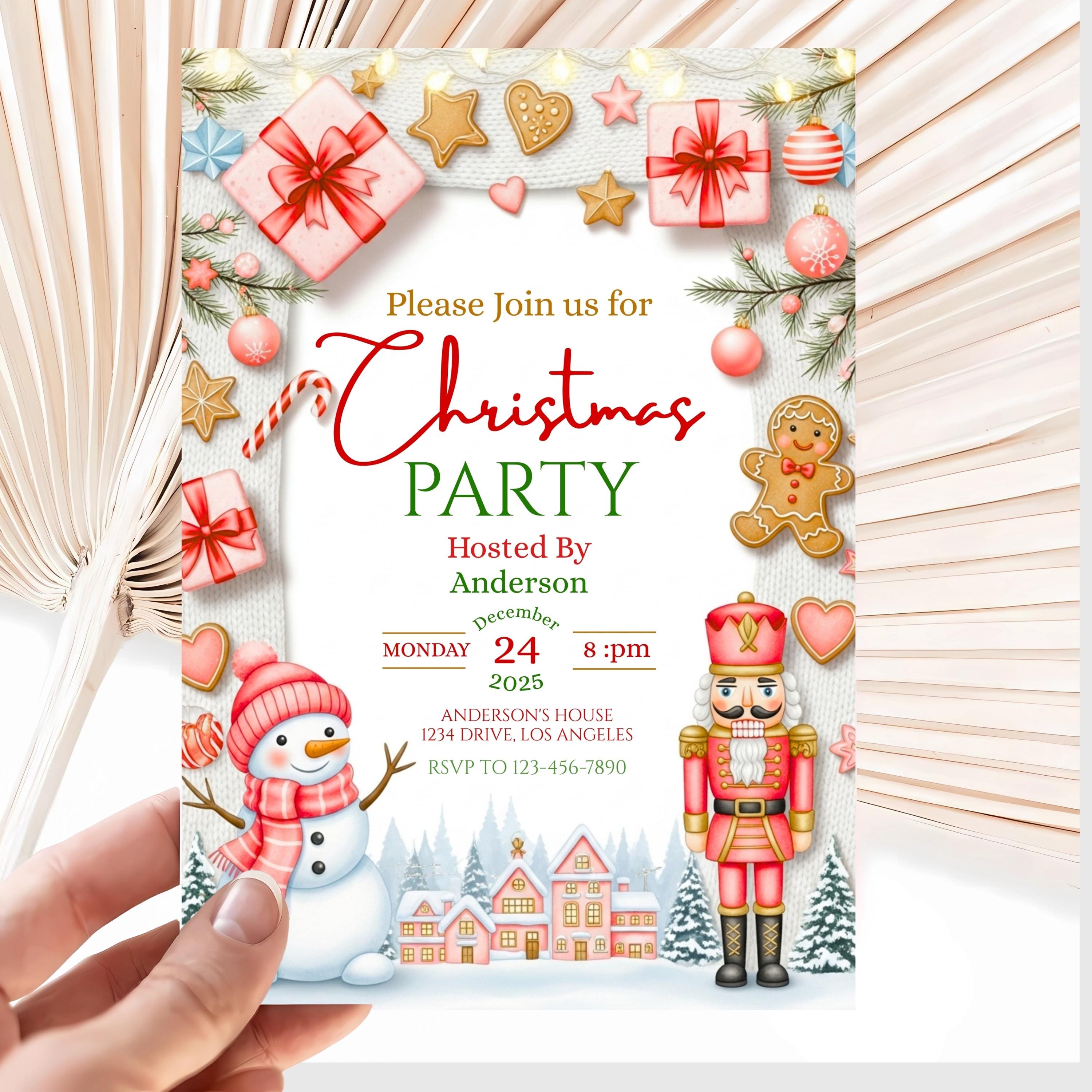 Editable Reindeer Christmas Party Invitation, Rudolph Holiday Template ...