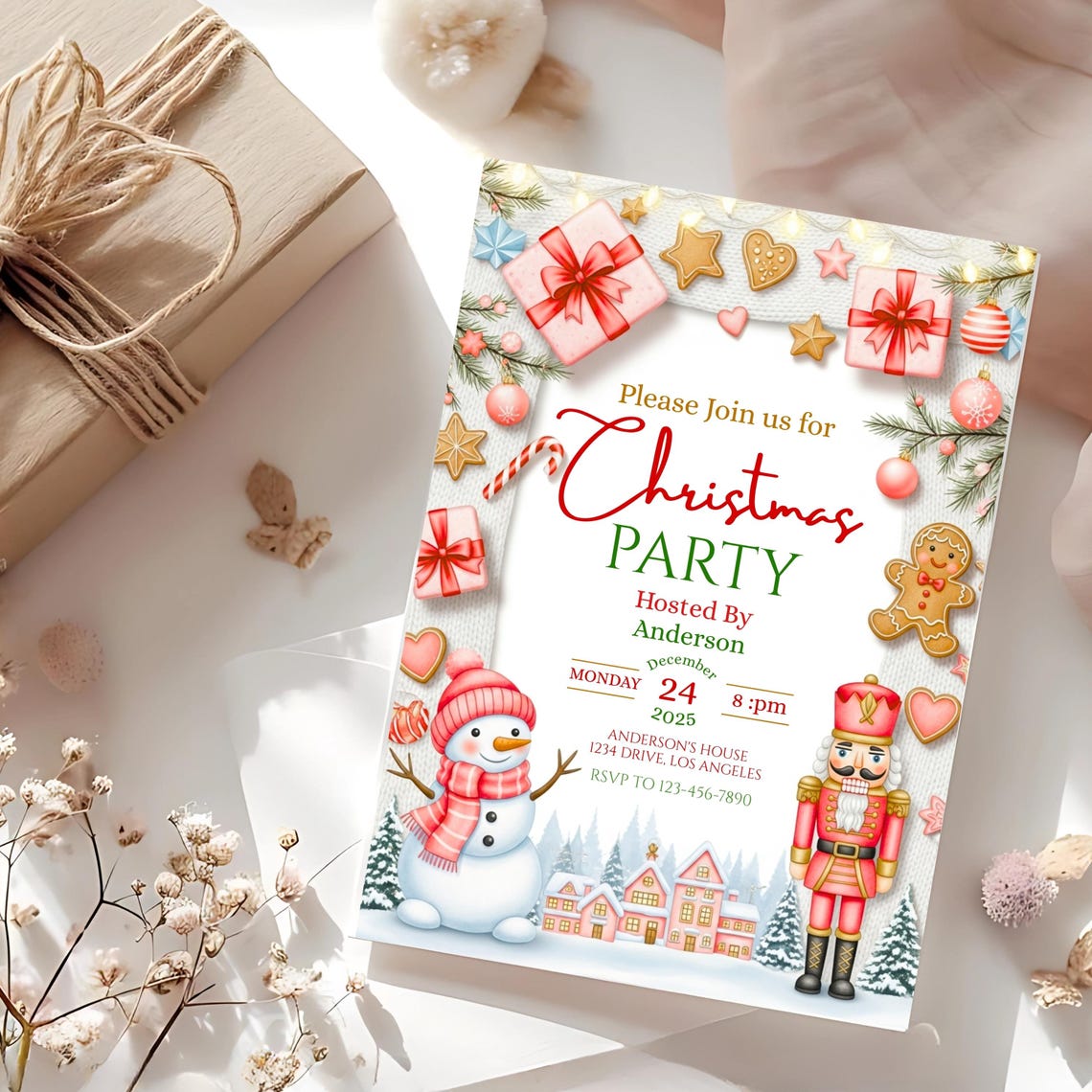 Editable Reindeer Christmas Party Invitation, Rudolph Holiday Template ...