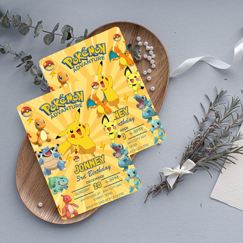 Pikachu Birthday Invitation Pokemon Instant Download Digital Invite ...