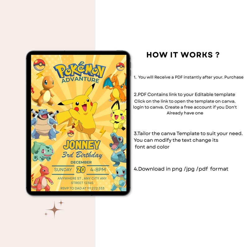 Pikachu Birthday Invitation Pokemon Instant Download Digital Invite ...