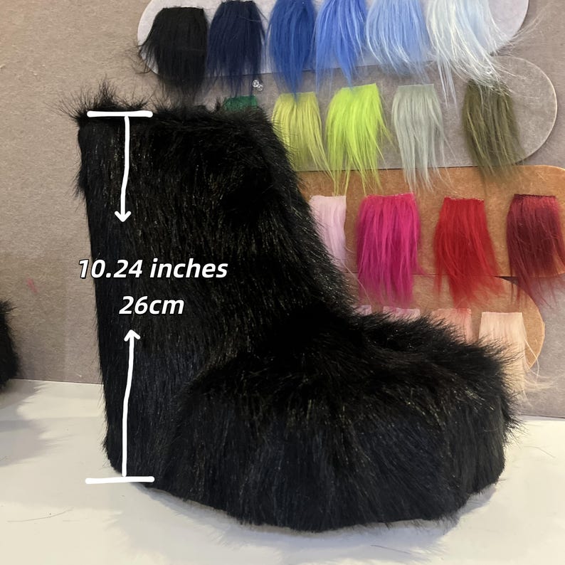 Handmade Faux Fur Fursuit Paws: Waterproof Cosplay Costume Shoes (26cm ...