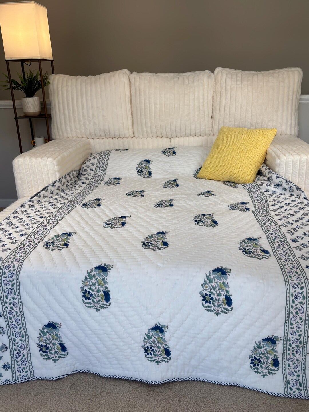 Handmade Block Print Cotton Quilt | Rajai | Boho Bedding | Soft Blanket ...
