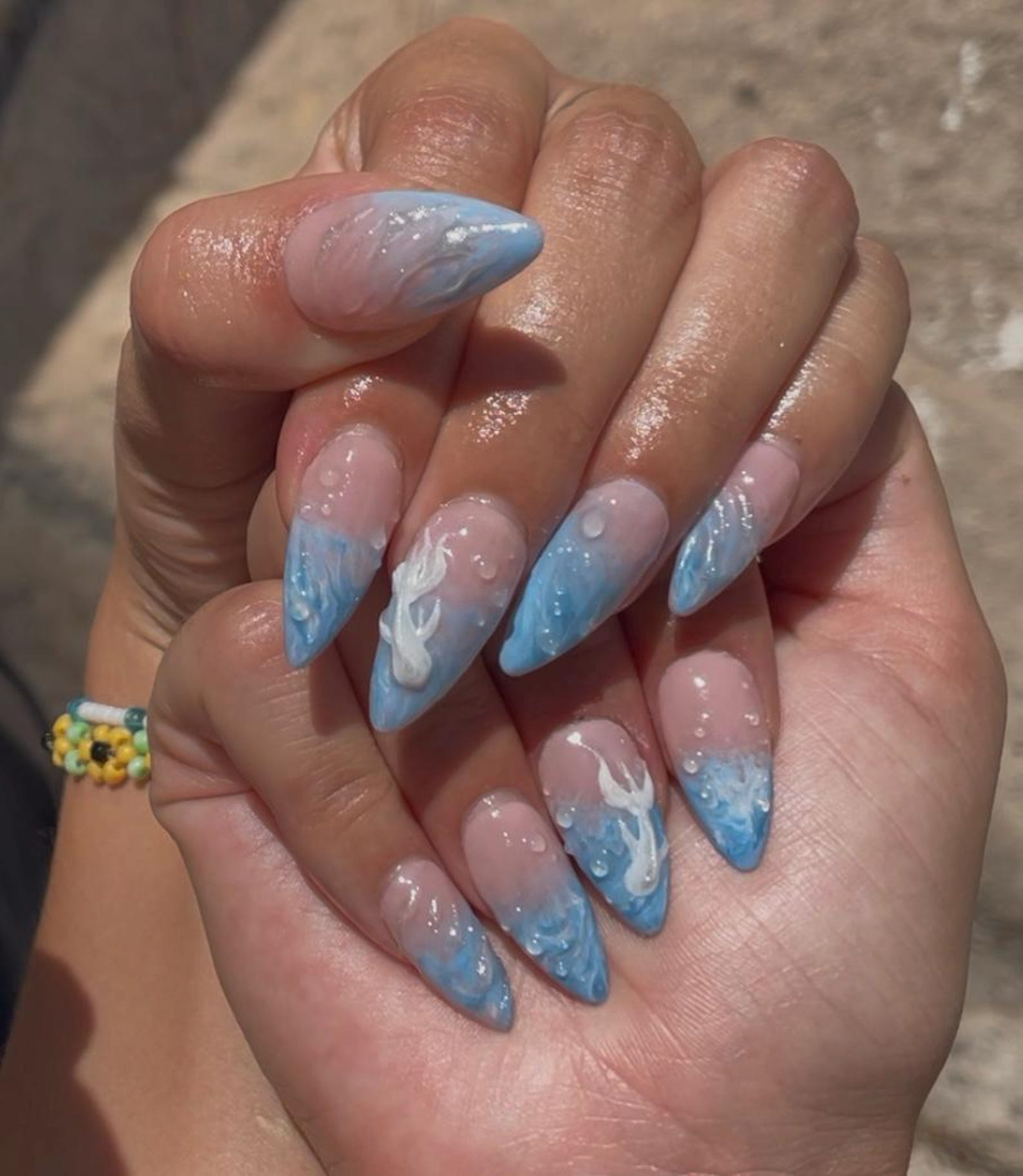 White Koi Fish Water Droplet Nails - Etsy