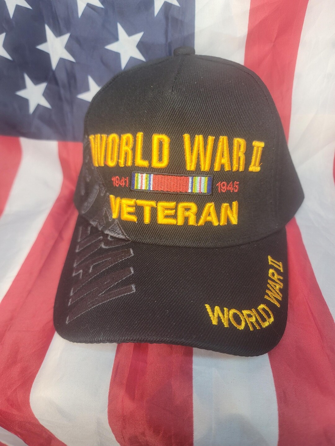 World War II W/veteran Shadow, W/world War II on Brim, Embroidered ...