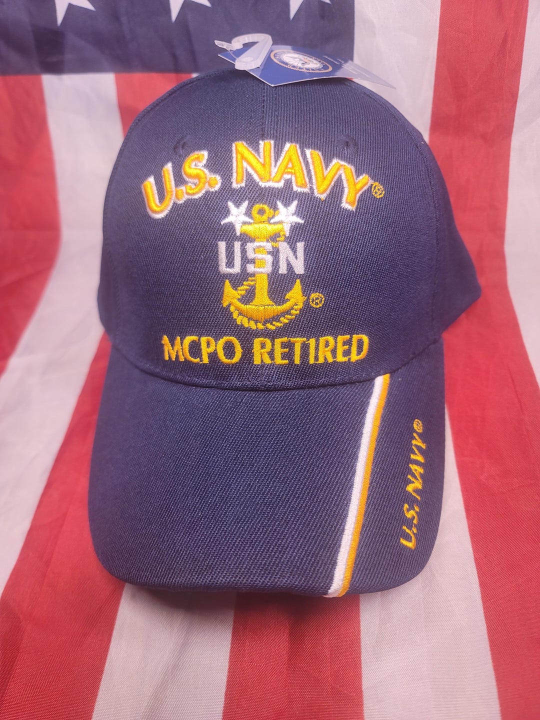 Navy MCPO Retired, U.S. Navy on Brim Embroidered Baseball Cap/hat, Blue ...