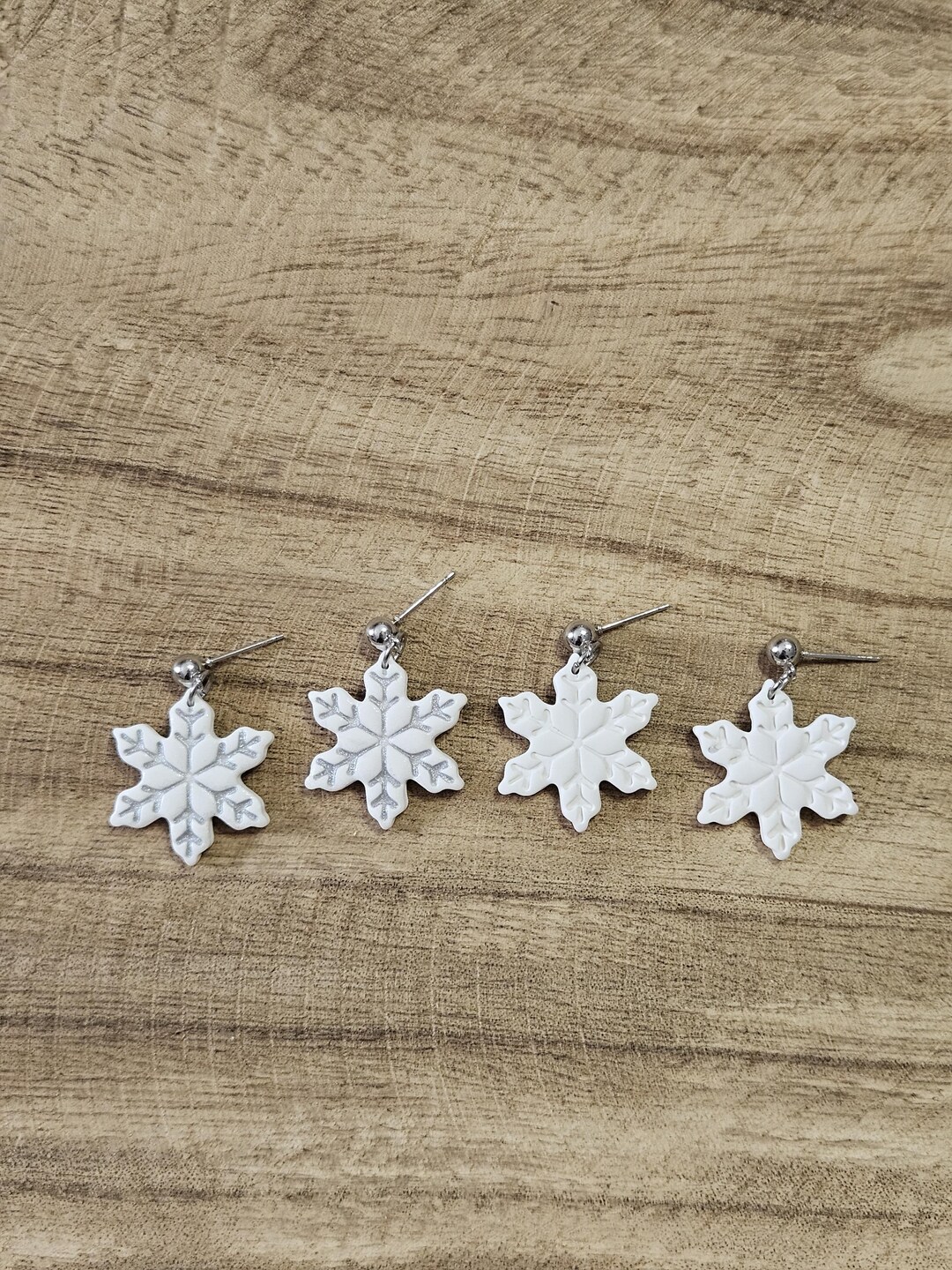 Shimmer and Shine Snowflake:winter, Earrings, Polymer Clay, Dangles ...