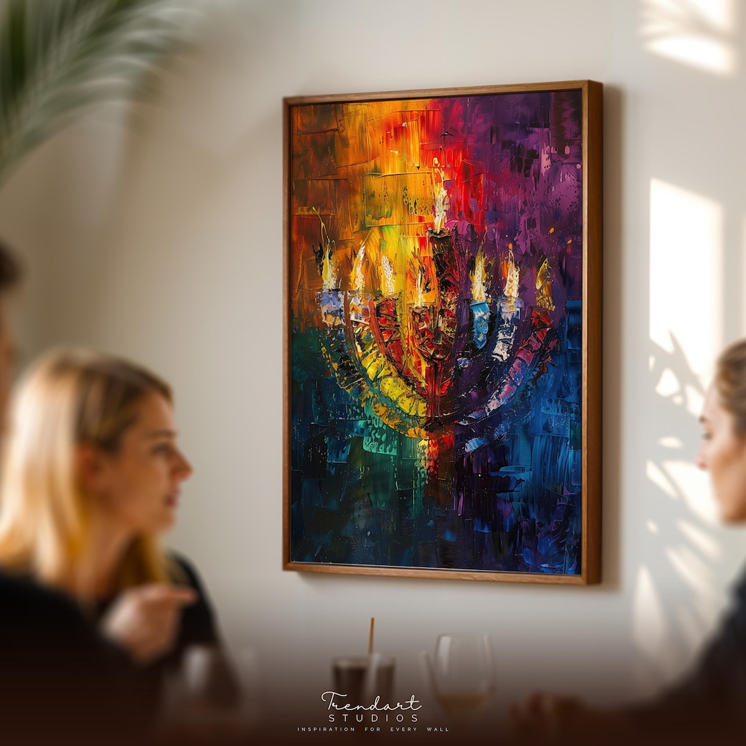 Judaica Wall Art | Jewish Art Print | Abstract Menorah Painting ...