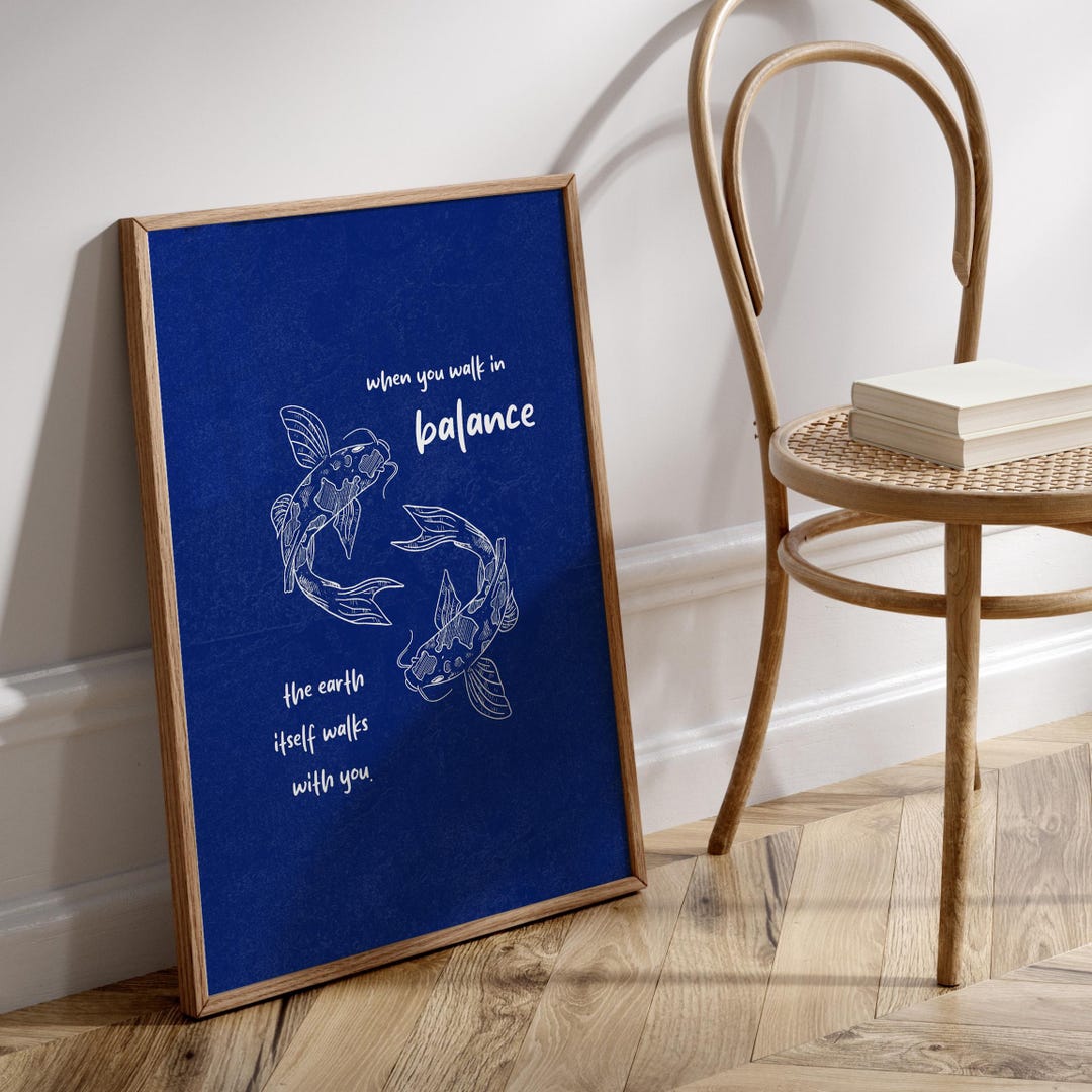 Inspirational Balance Quote Art Print: Zen Koi Fish Digital Poster - Etsy