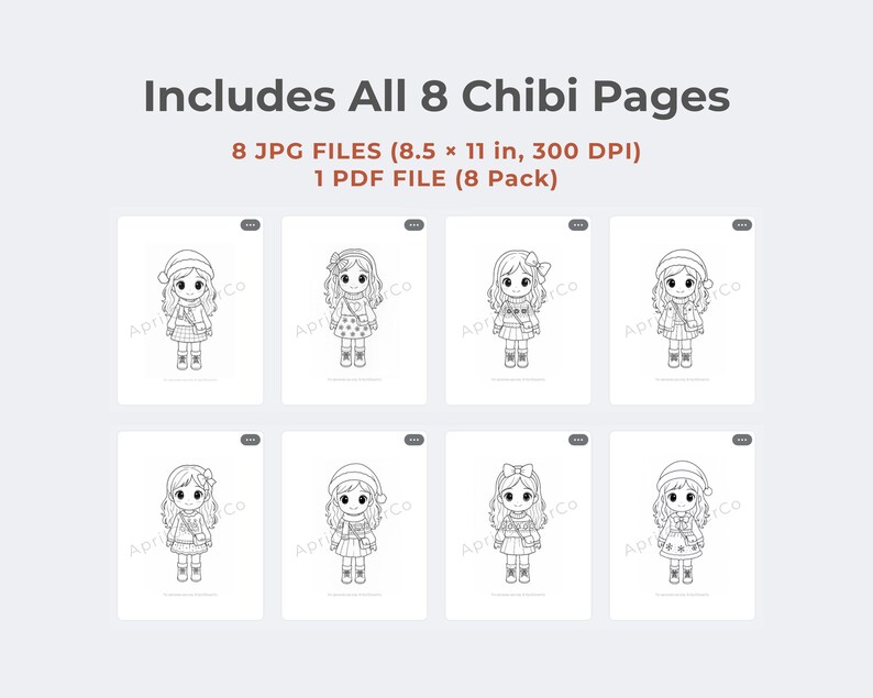 Christmas Chibi Coloring Pages • Kawaii Holiday Coloring Sheets for ...
