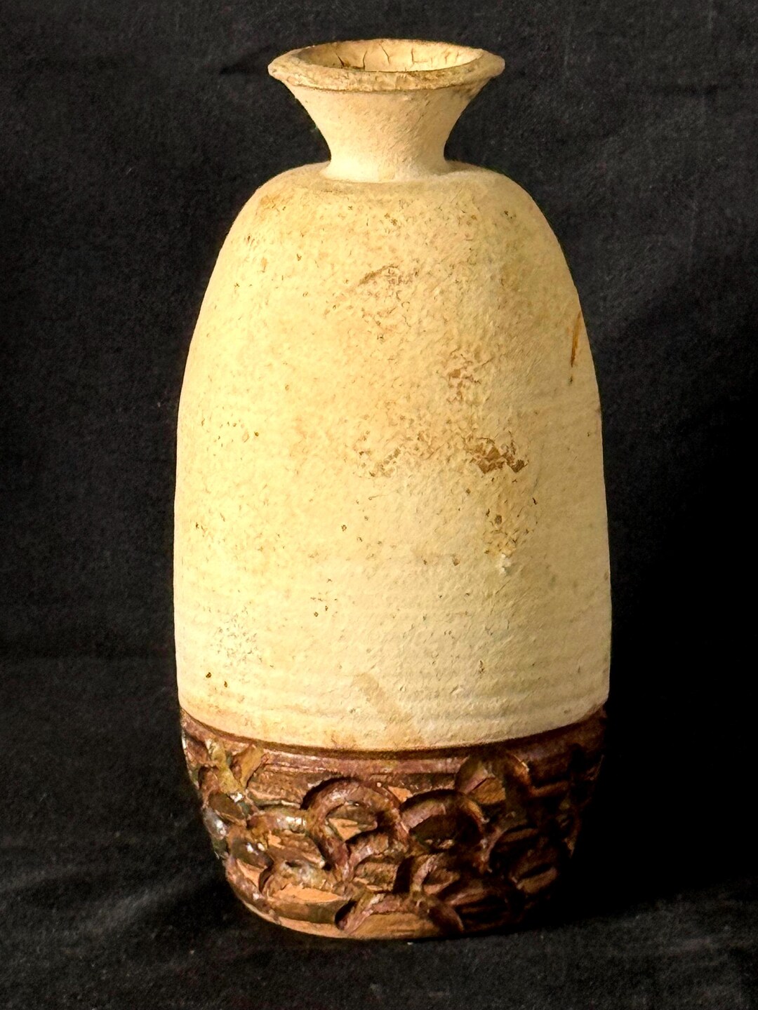 Signed Riley Pottery Vase – Peppertown Mississippi, Carved Band, Earthy ...
