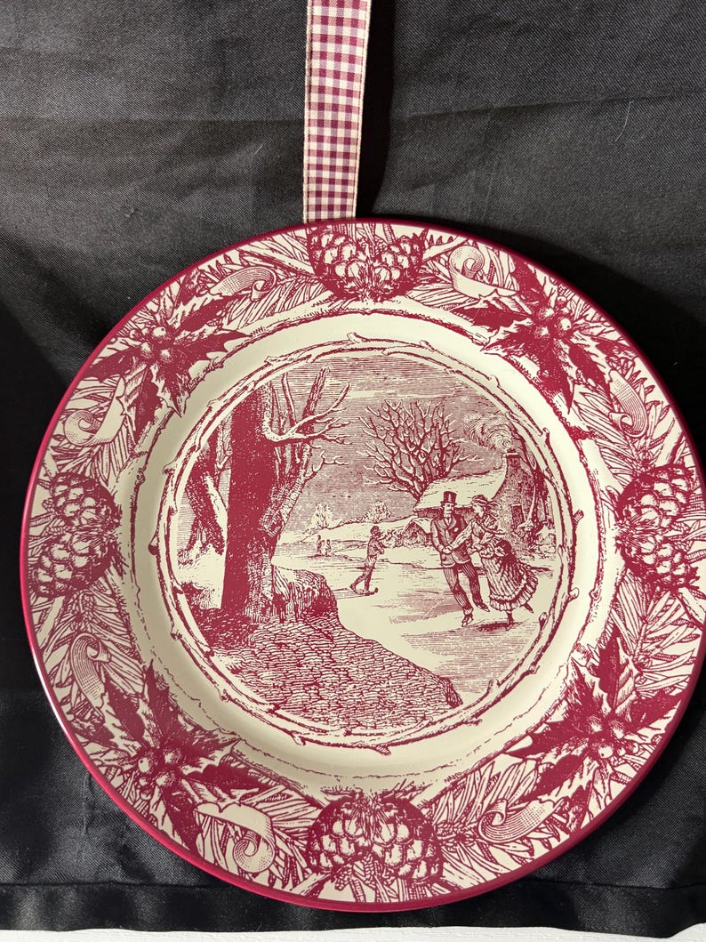 Vintage Red Transferware Plates: Farmhouse Kitchen Wall Decor With ...