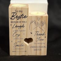 Personalised Wooden Candle Holder, Gift for Sister, Custom Tea Light ...