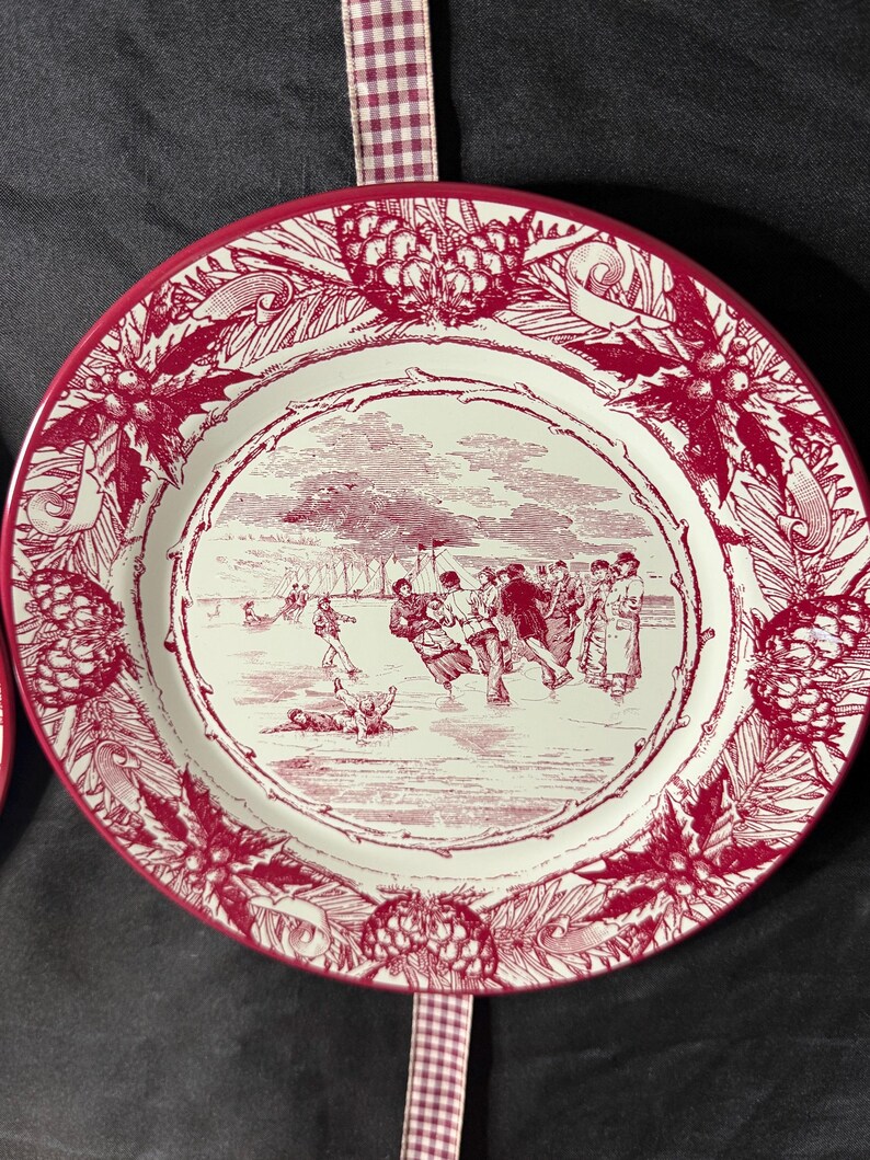 Vintage Red Transferware Plates: Farmhouse Kitchen Wall Decor With ...