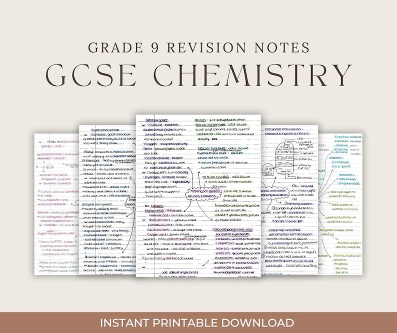 Grade 9 GCSE Chemistry Revision Notes - Etsy