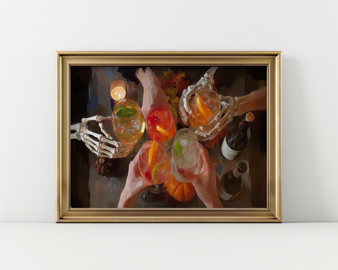 Halloween Party Print, Spooky Cheers Horizontal Orientation Art ...