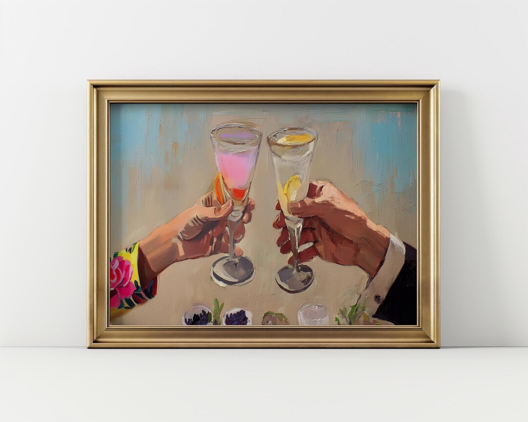 Couple Toast Wall Art, Cheers Horizontal Landscape Orientation Print ...