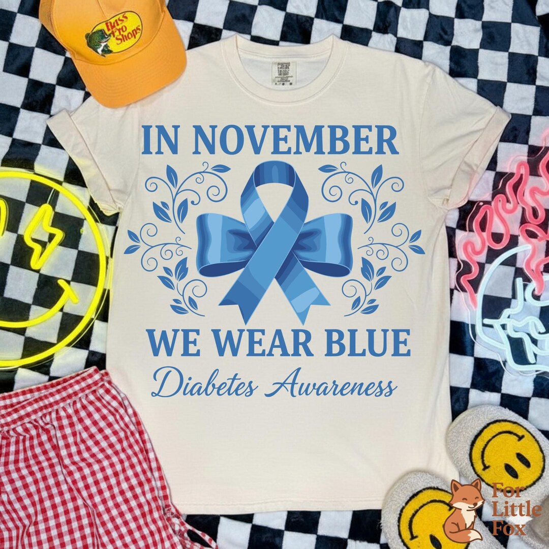 In November We Wear Blue Diabetes Awareness Month Svg, Blue Ribbon Svg ...