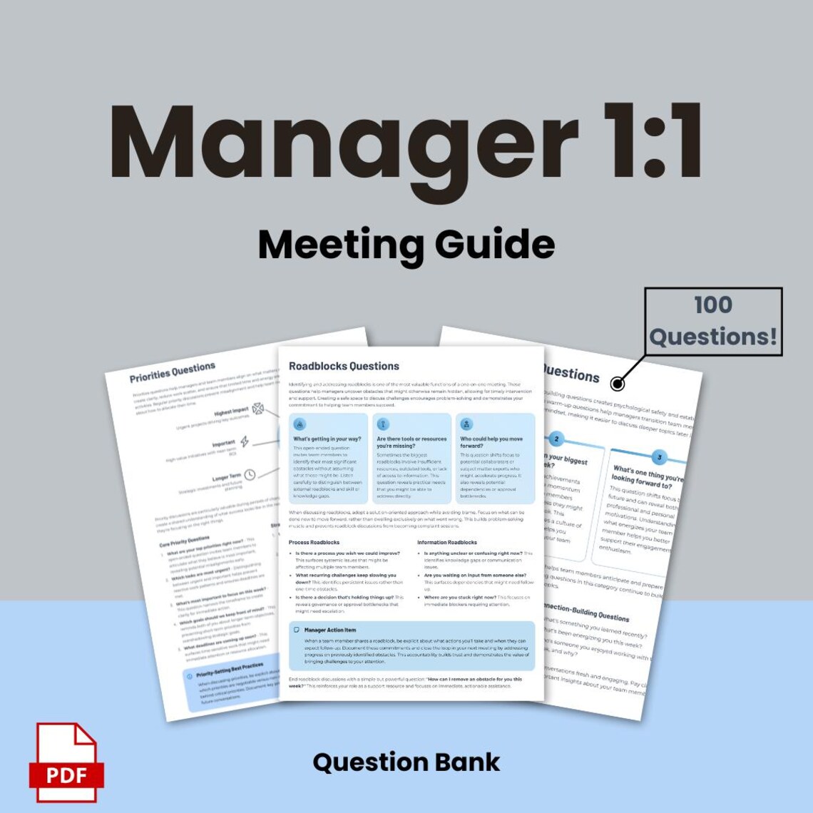 Manager 1:1 Question Bank – One-on-one Meeting Prompts, Agenda and ...