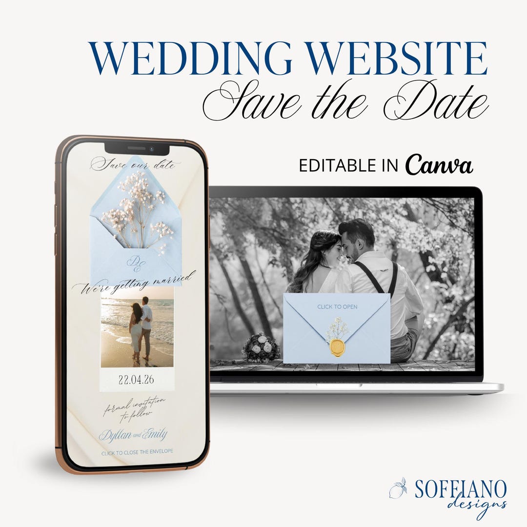 Editable Modern Wedding Save the Date Website Template (canva) - Etsy