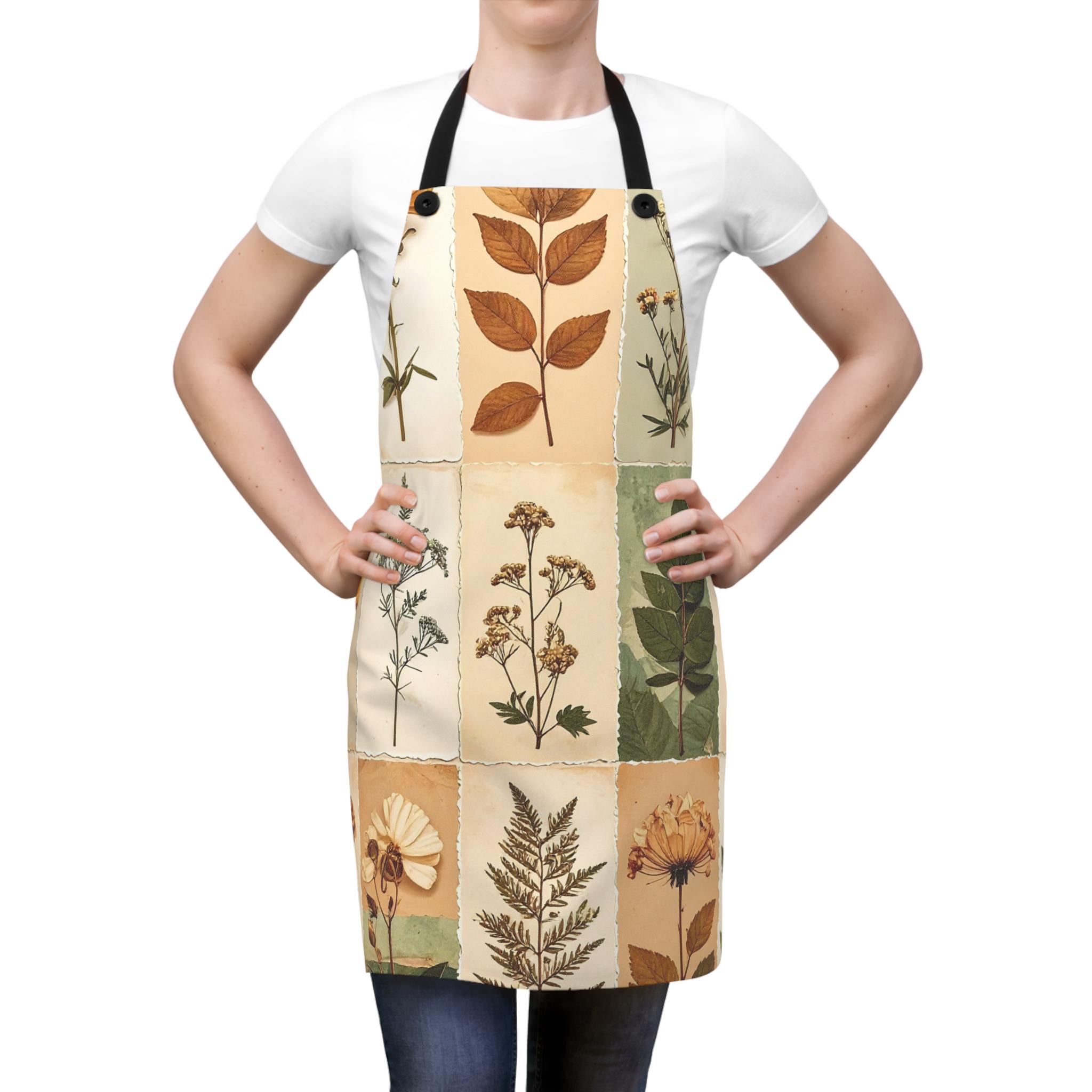 Botanical Print Apron, Stylish Kitchen Apron for Home Chefs, Floral ...