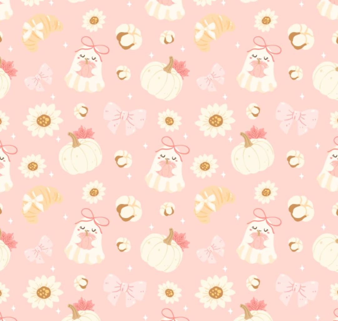 Coquette Fall Ghost Fabric,cotton Quilting Sewing Halloween Pumpkin ...