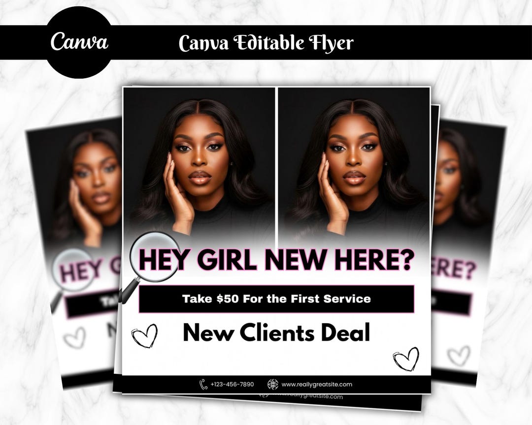 New Clients Booking Flyer: DIY Canva Template for Salons (digital ...