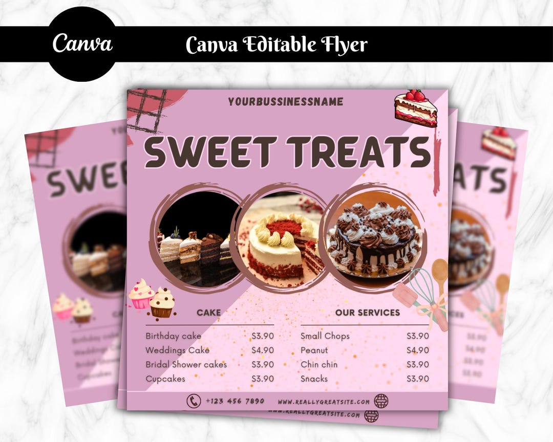 Bakery Flyer, Bake Shop Price List, Sweet Treats Flyer, Dessert Flyer ...