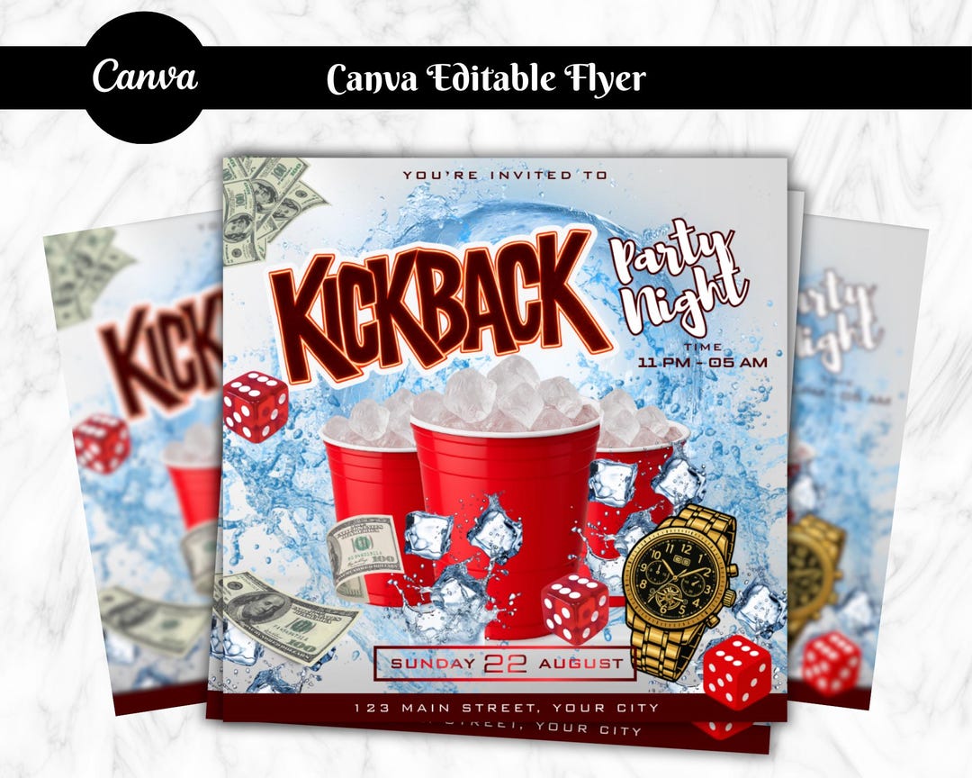 Kickback Party Flyer, Editable Kickback Club Flyer, Club DJ Party ...
