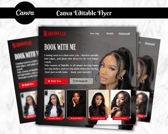 Hairflix Inspired Flyer | Editable Canva Template for Hair Stylists ...