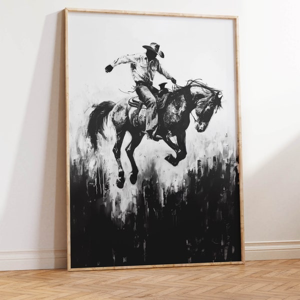 Cowboy Bronco Painting - Etsy