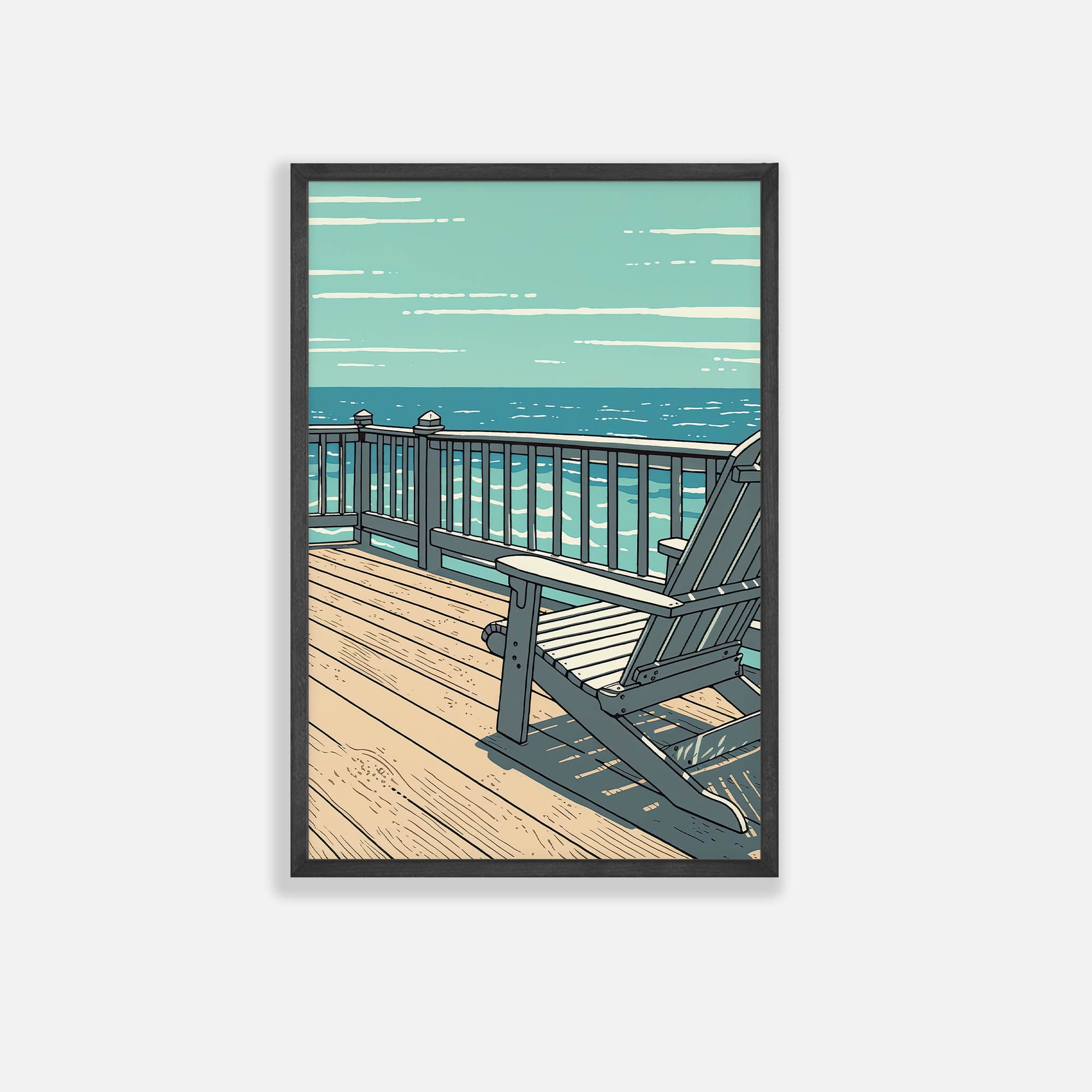 Outer Banks Art Print Beach Woodblock Style Print OBX Ocean Wall Decor ...