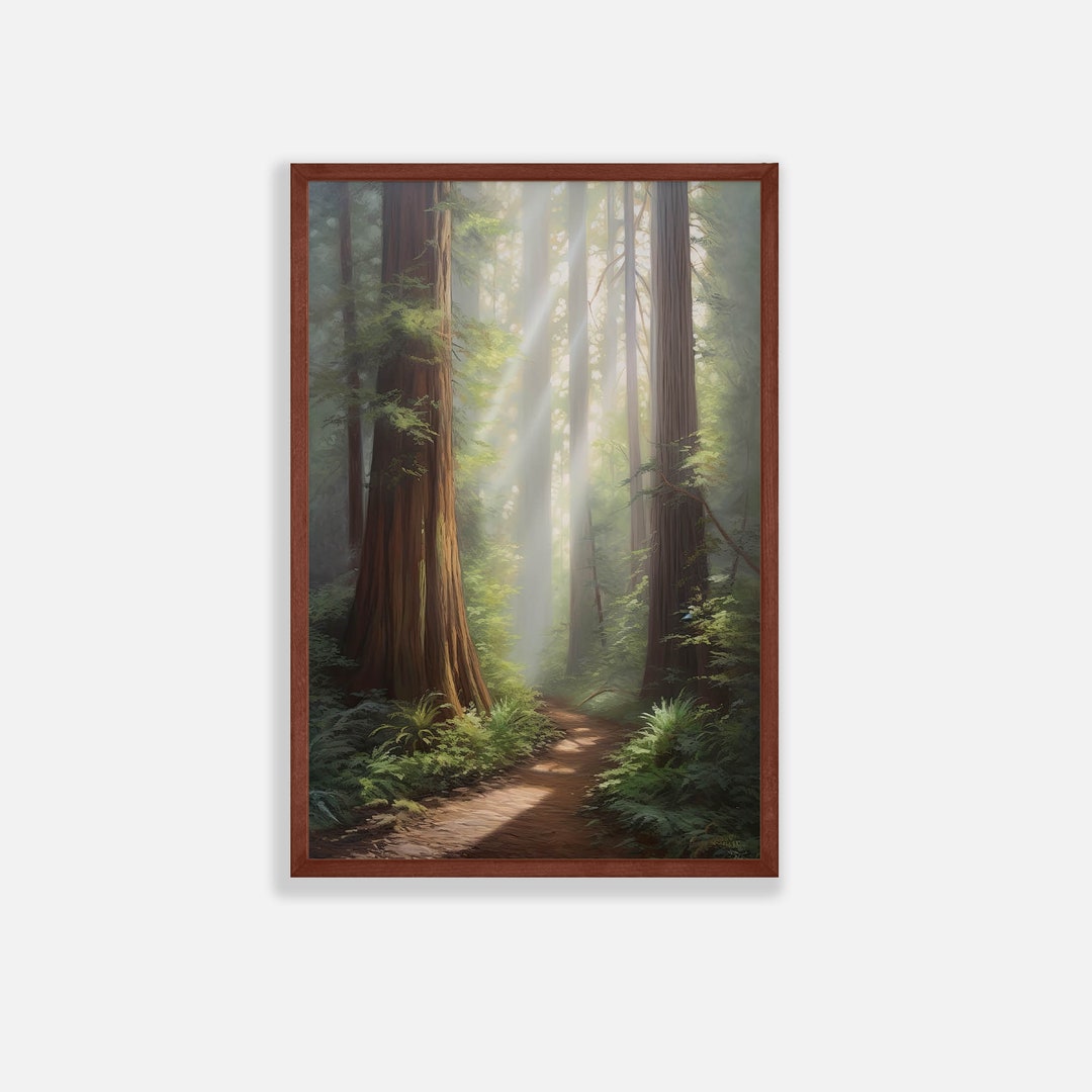 Redwoods Painting | Redwood Forest Wall Decor | Redwood Grove Art Print ...