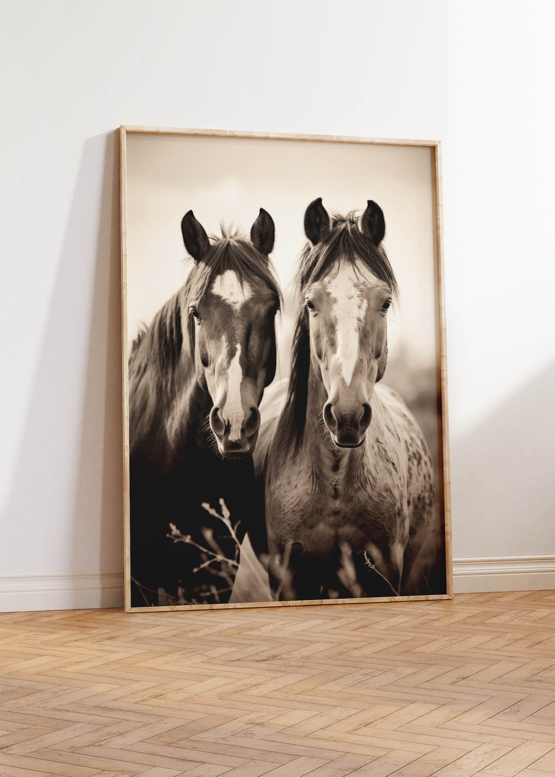 Vintage Wild Horses Photo Mustang Art Print Two Horses Portrait Western ...