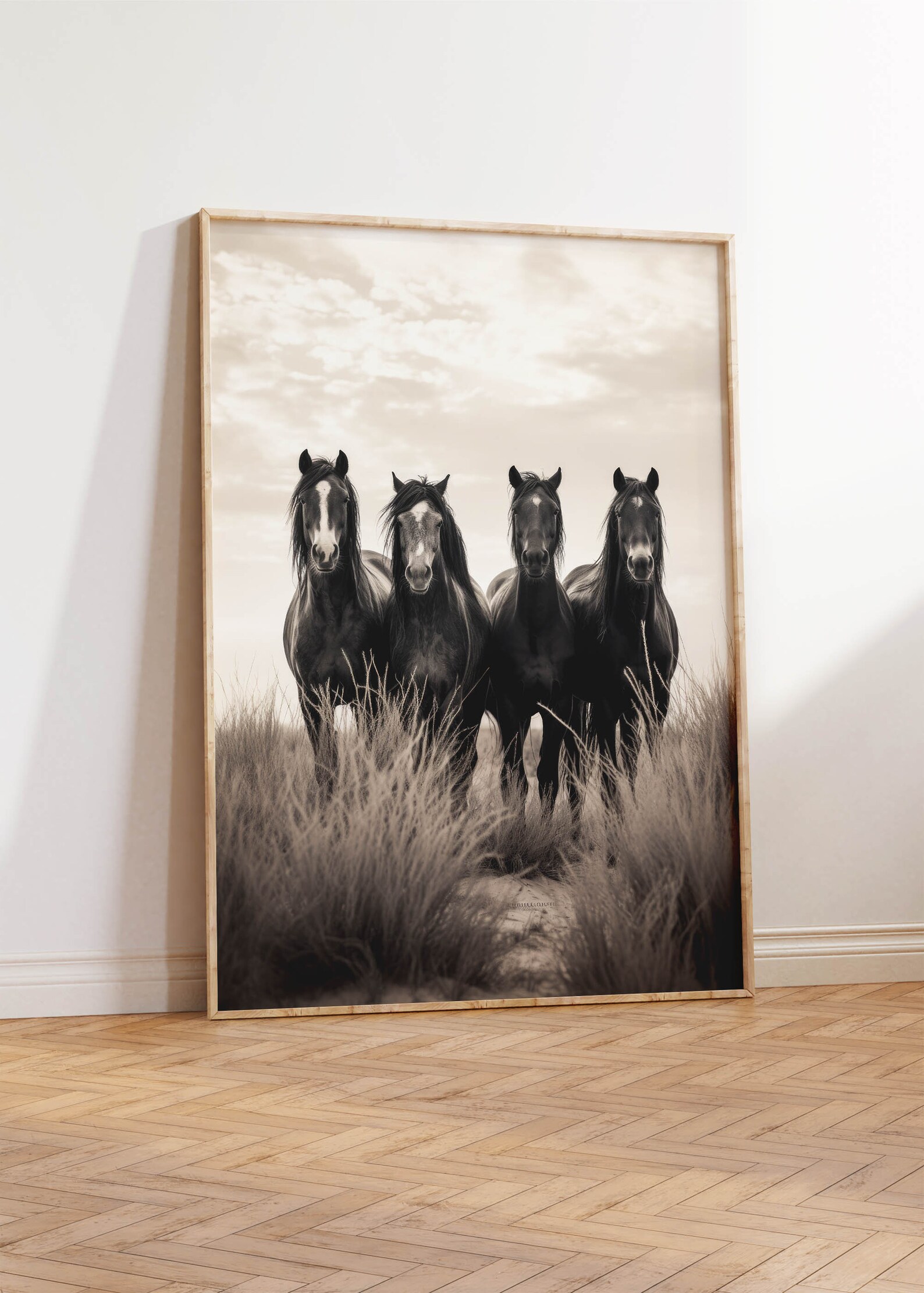 Vintage Wild Horses Photo | Mustang Art Print | Four Horses Portrait ...