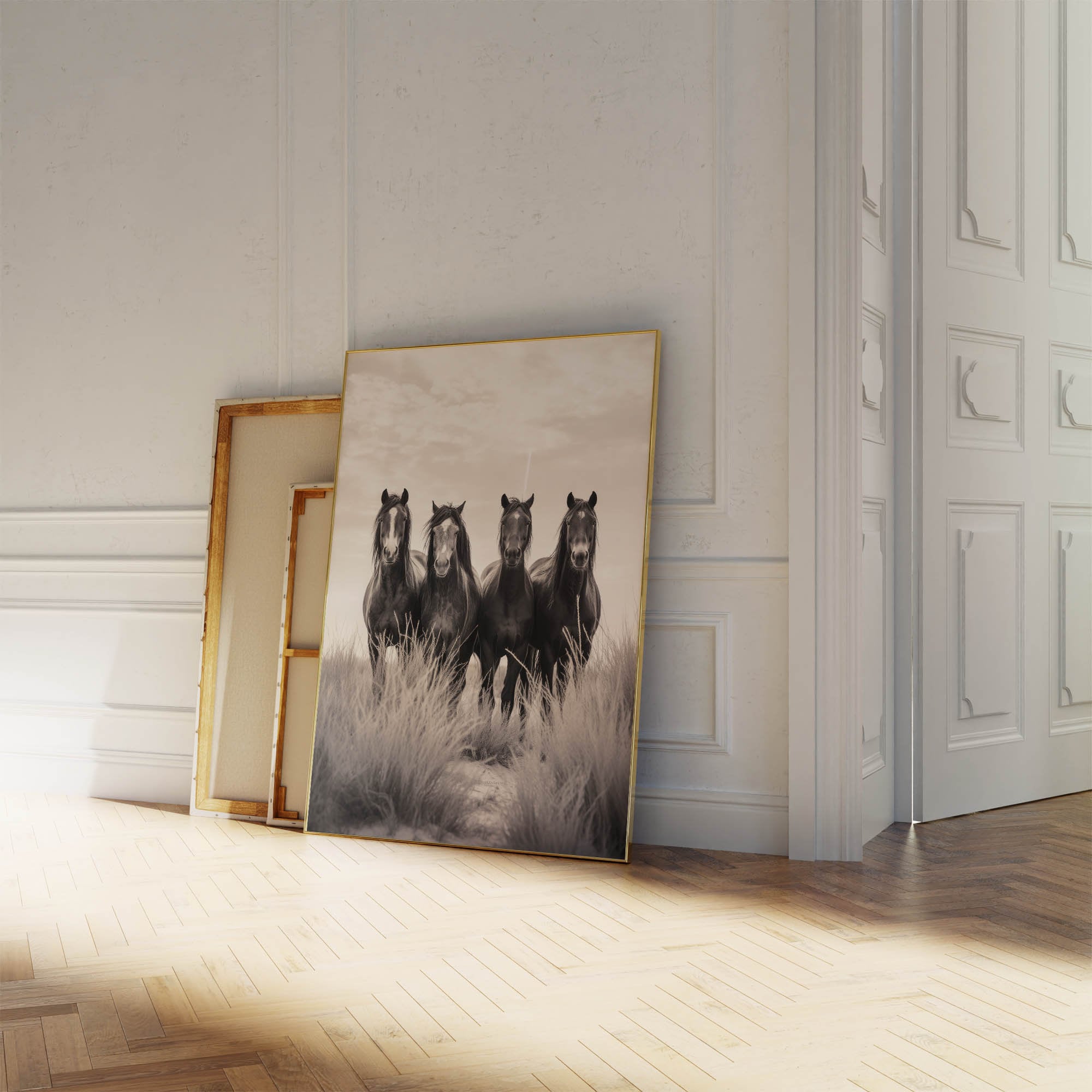 Vintage Wild Horses Photo | Mustang Art Print | Four Horses Portrait ...