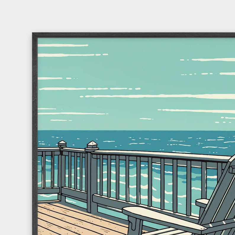 Outer Banks Art Print Beach Woodblock Style Print OBX Ocean Wall Decor ...