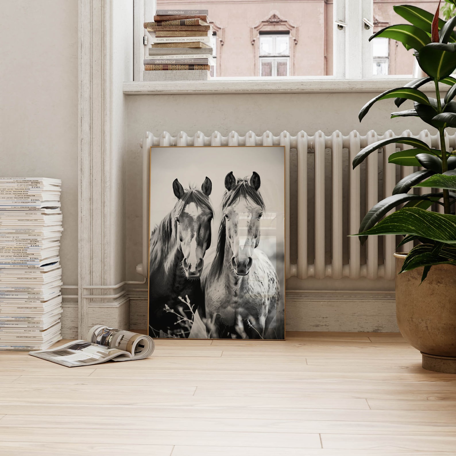 Vintage Wild Horses Photo | Mustang Art Print | Two Horses Portrait ...