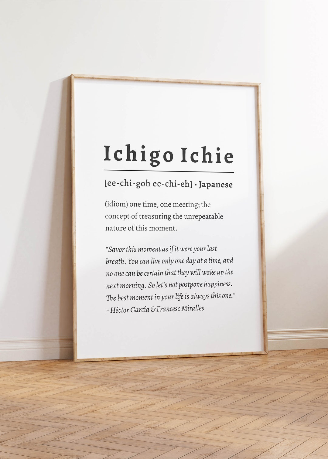 Ichigo Ichie Typography Poster | Japanese Inspirational Quote Art Print | Large Wall Decor ...
