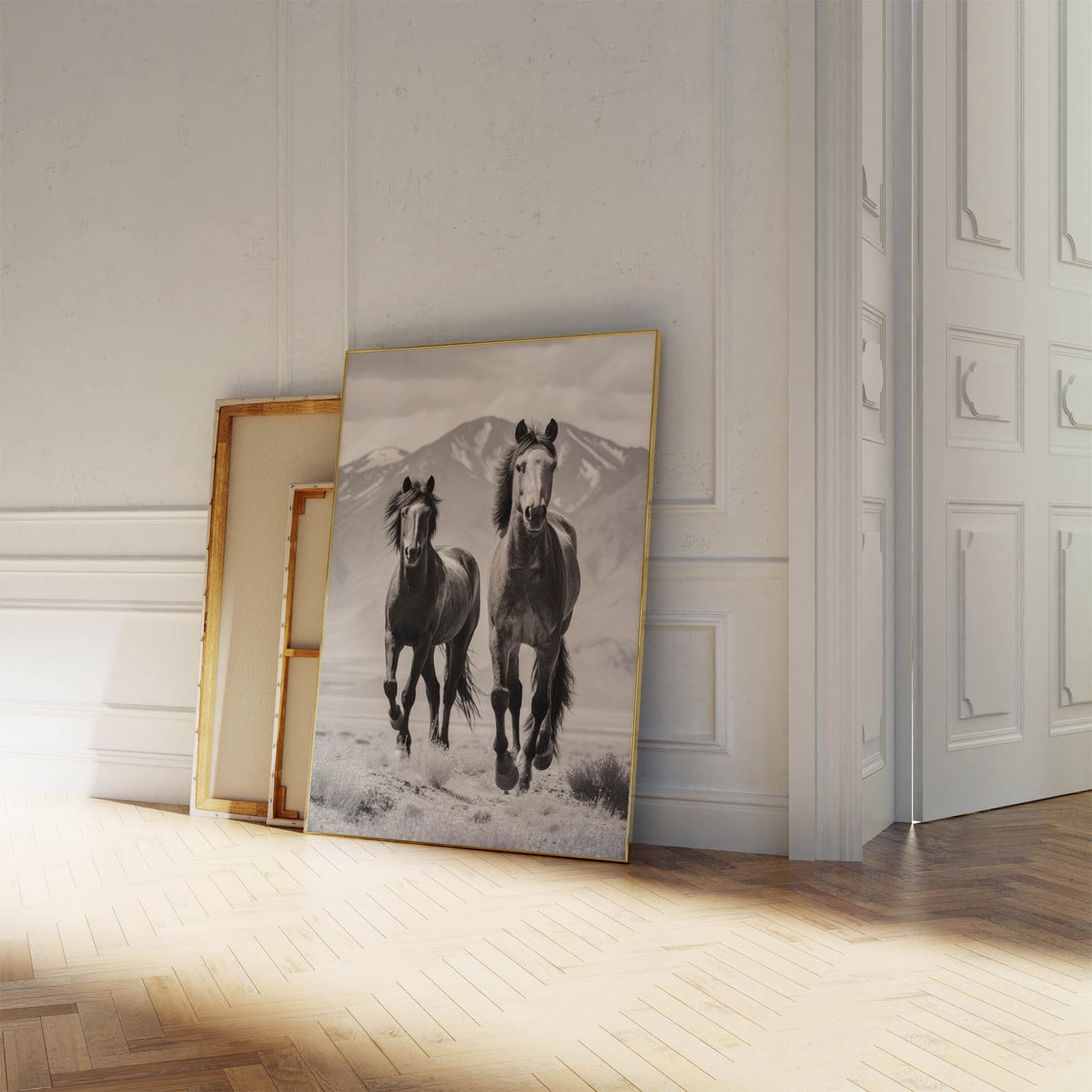 Vintage Wild Horses Photo Mustang Art Print Two Horses Portrait Western ...