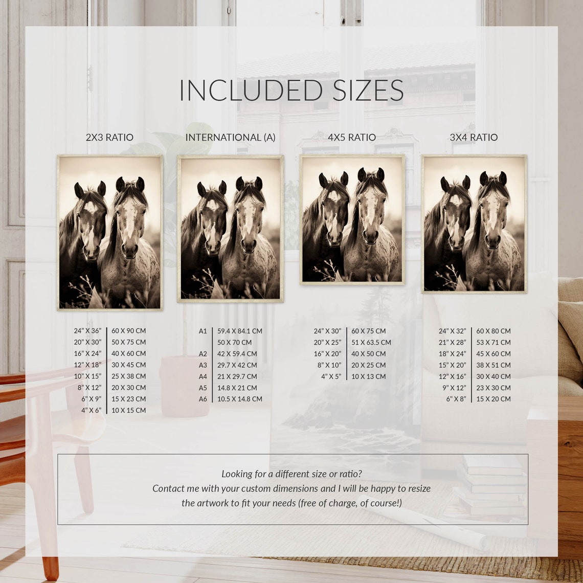 Vintage Wild Horses Photo Mustang Art Print Two Horses Portrait Western ...