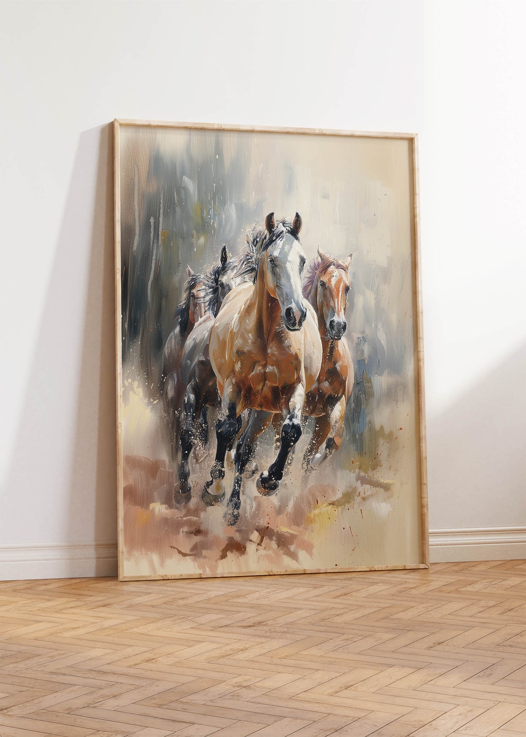 Wild Horses Painting | Mustangs Galloping Art Print | Herd of Horses ...