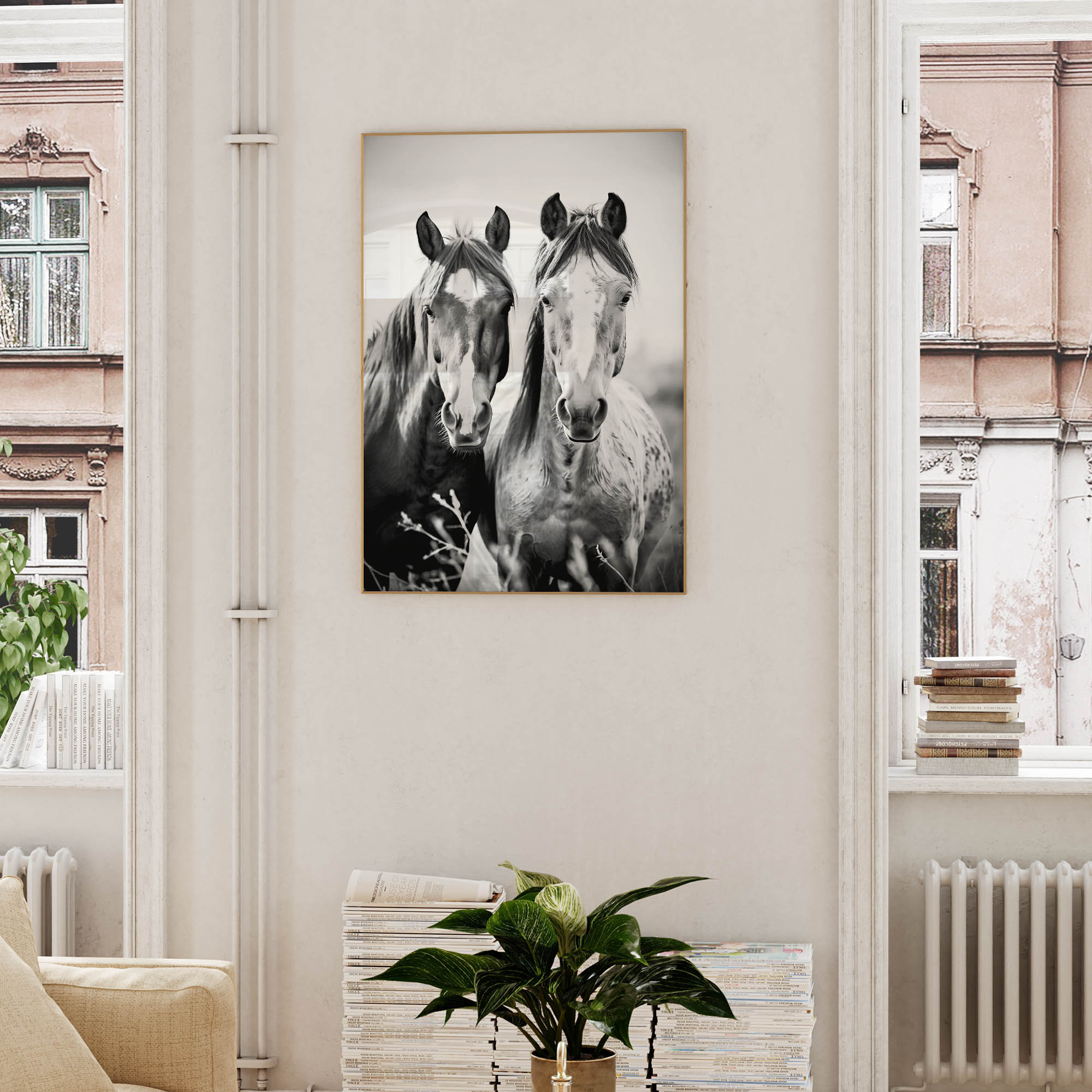 Vintage Wild Horses Photo | Mustang Art Print | Two Horses Portrait ...