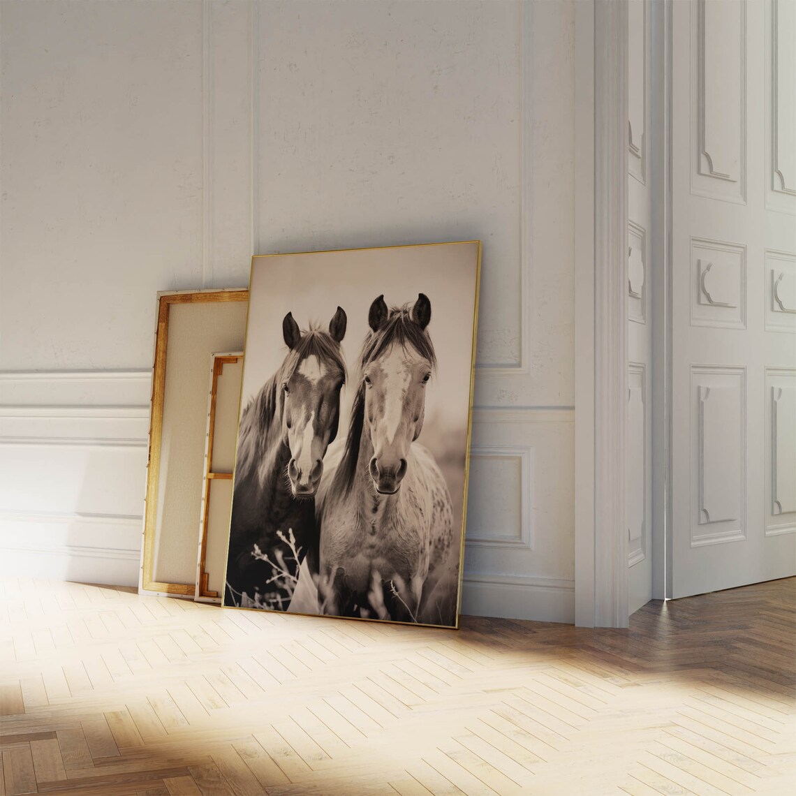 Vintage Wild Horses Photo Mustang Art Print Two Horses Portrait Western ...